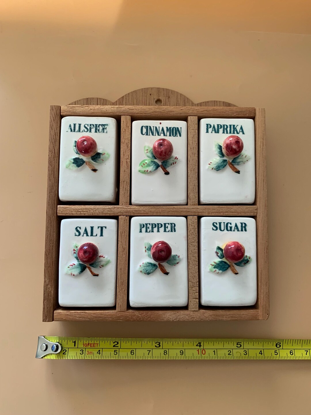 Vintage Mini Hanging Spice Rack Made in Japan 6” X 5” X 1 1/4”. the ...
