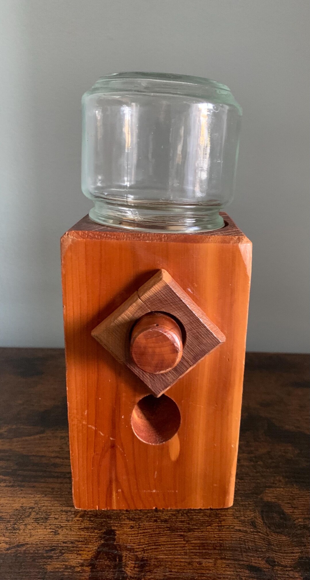 Vintage Wood and Glass Nut Dispenser 9 Tall X 3 Inches Wide, Bubble Gum ...