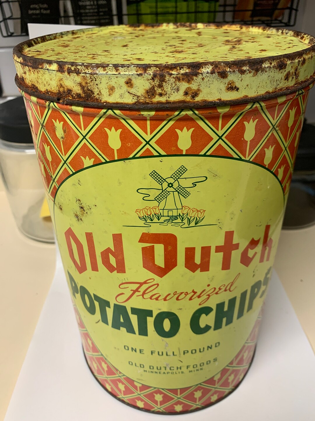 Vintage 1950’s Old Dutch Potato Chips 1 Lb. Canister - Etsy UK