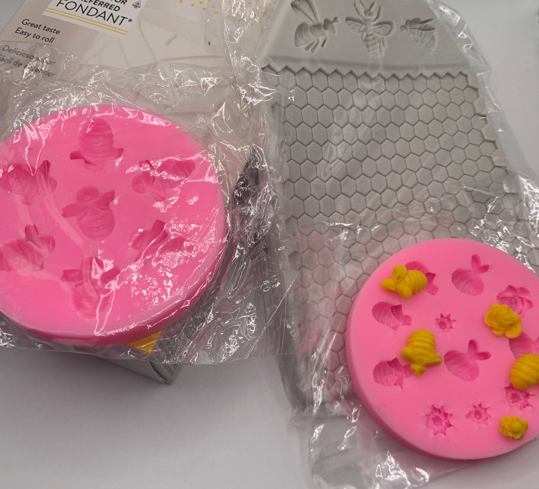 Silicone Bee Hive, Bees and Flowers Mold Set/ Bumble Bees and Hive Mold ...