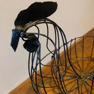 Rustic Vintage Rooster Basket, Black Wire Egg Basket, Counter Decor ...