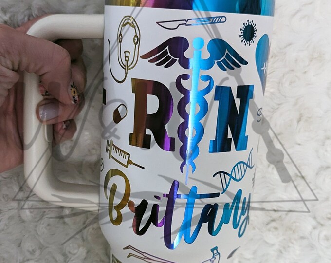 Personalized ER RN 40oz Tumbler With Handle Nurse Gift Custom Name ER ...