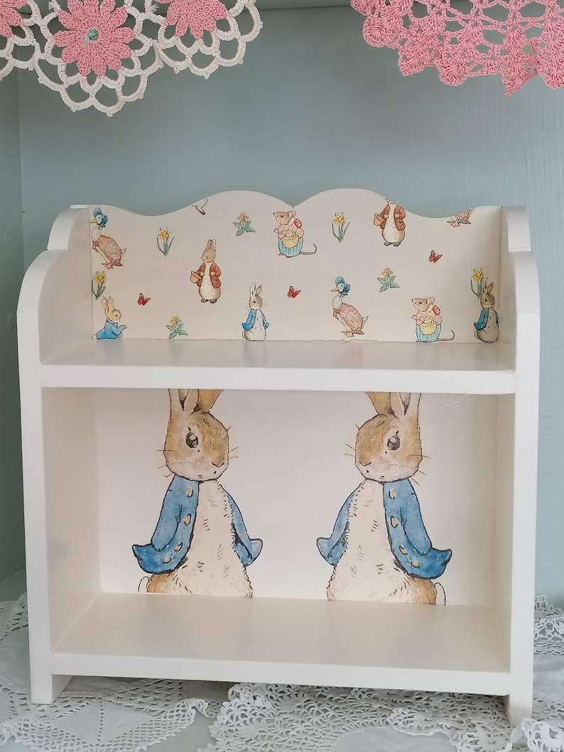Wooden Shelf Display Unit Shelves Made Using Peter Rabbit Beatrix ...