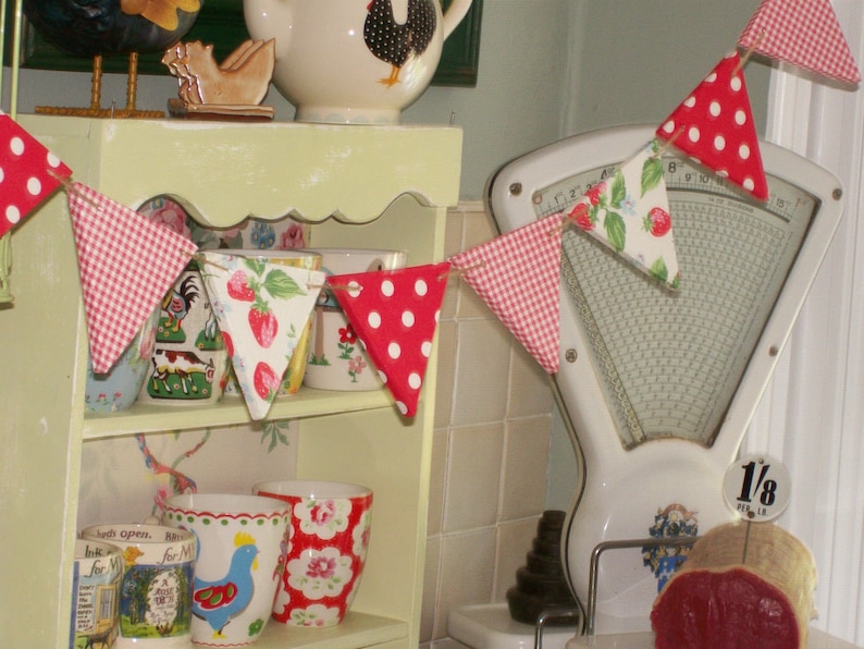 Handcrafted Wooden Bunting Made Using Cath Kidston Strawberry Spot ...
