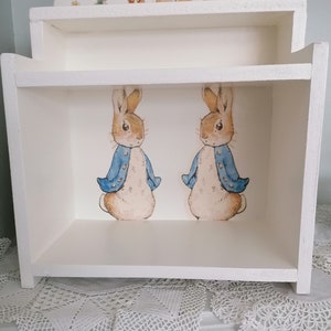 Wooden Bookcase Shelf Display Unit Made Using Peter Rabbit Beatrix ...
