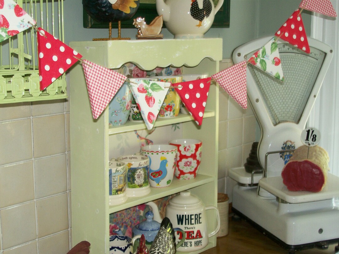 Handcrafted Wooden Bunting Made Using Cath Kidston Strawberry Spot ...