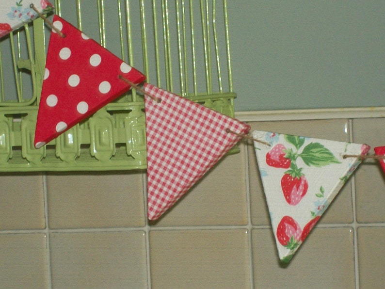 Handcrafted Wooden Bunting made using Cath Kidston Strawberry | Etsy