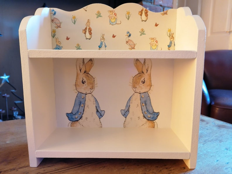 Wooden Shelf Display Unit Shelves Made Using Peter Rabbit Beatrix ...