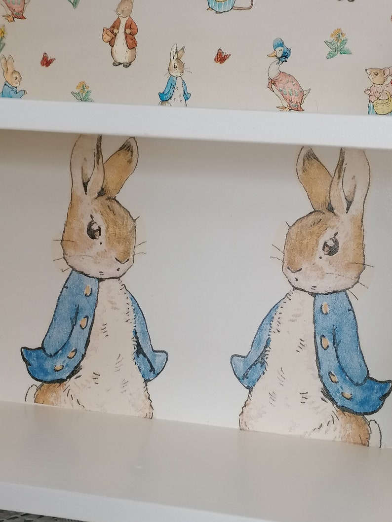 Wooden Shelf Display Unit Shelves Made Using Peter Rabbit Beatrix ...