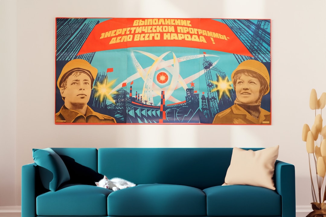 Huge USSR Triptych Poster Original 1980's Soviet Vintage Industrial ...