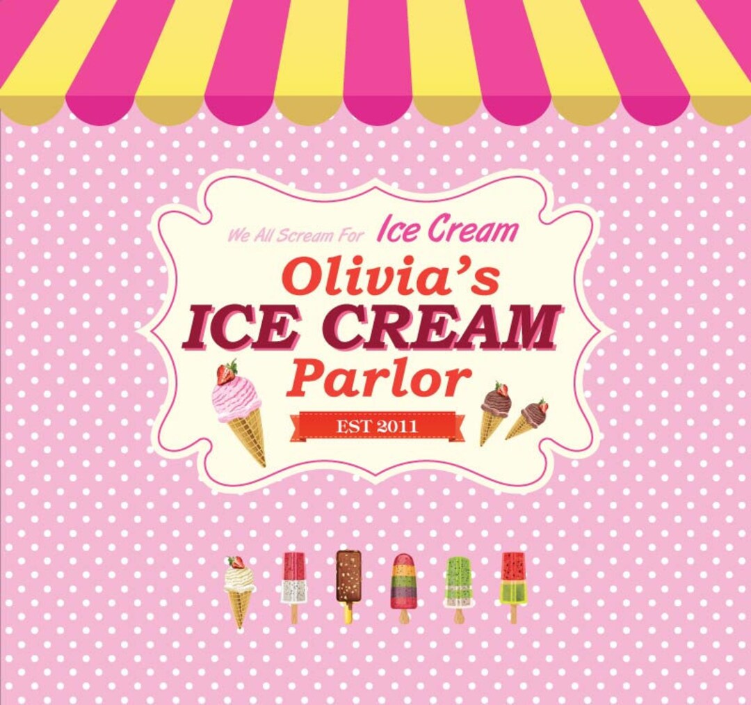 Savory Ice Cream Backdrop, Step and Repeat, Birthday, Banner, Event ...
