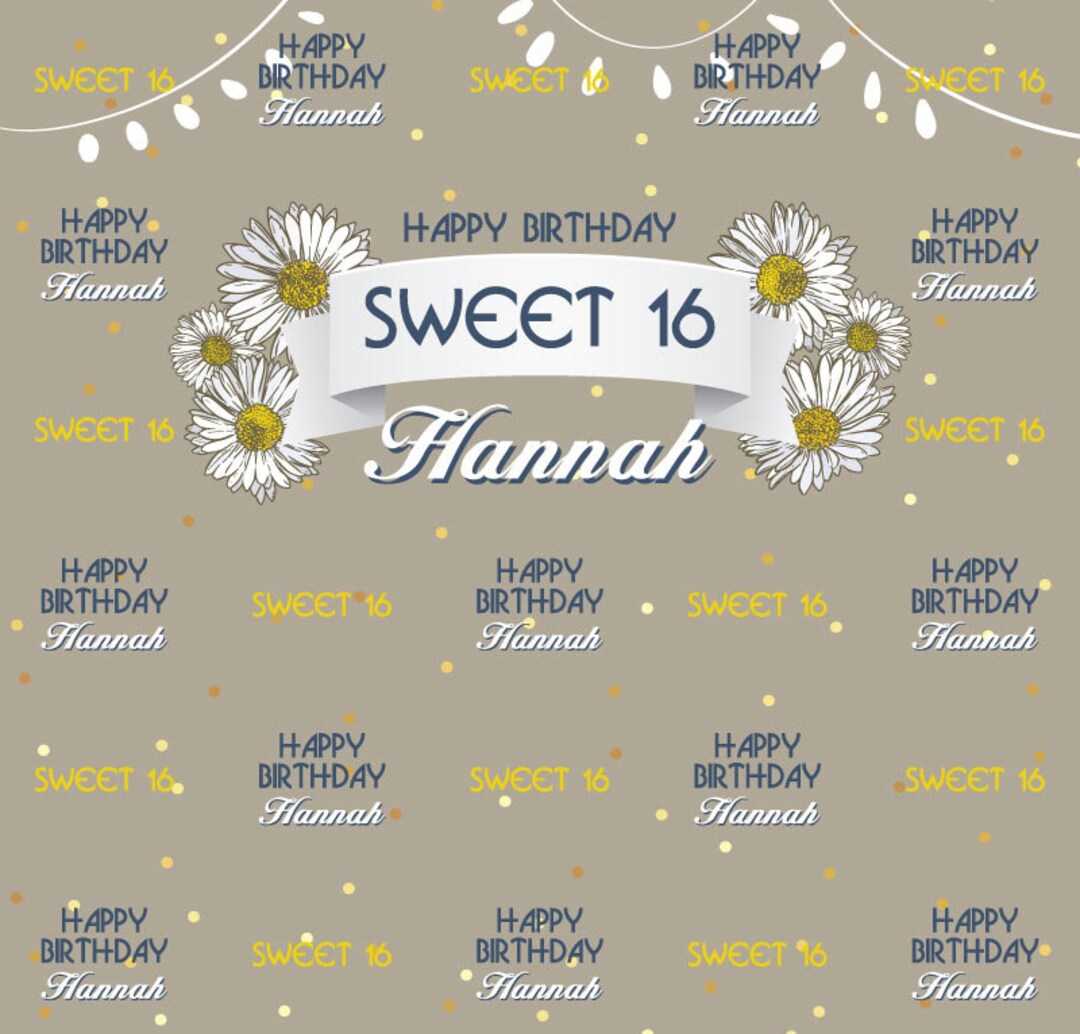 Sunflower Sweet 16 Step and Repeat Backdrop, Birthday, Banner, Event ...