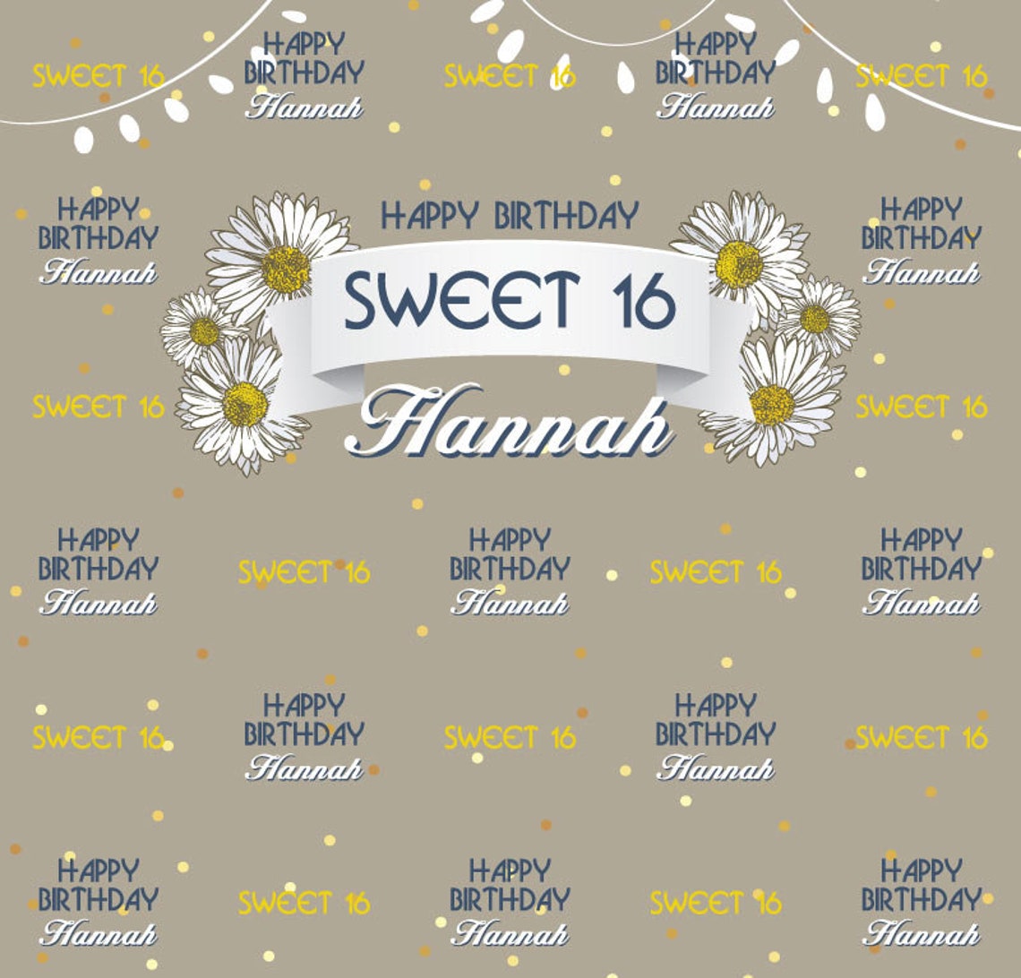 Sunflower Sweet 16 Step and Repeat Backdrop Birthday Banner - Etsy