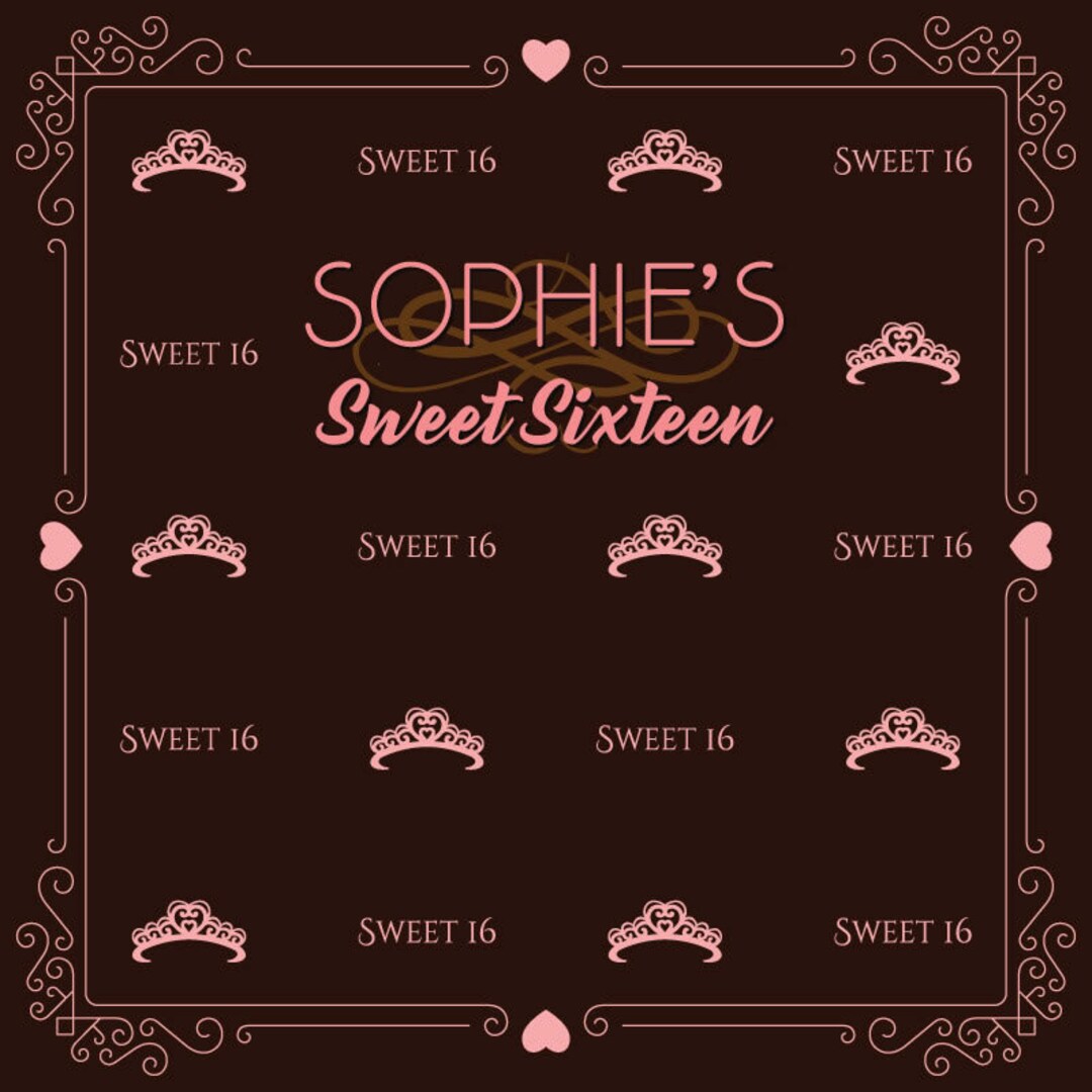 Sweet Sixteen Backdrop, Step and Repeat, Birthday, Banner, Event, Party ...