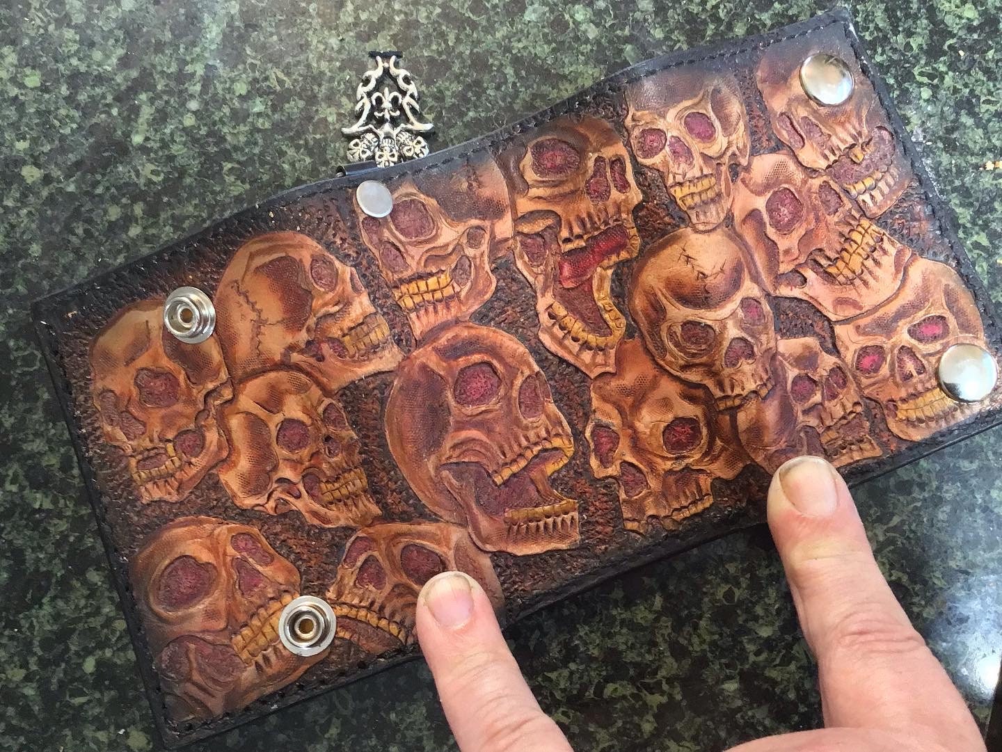 Custom Tri Fold Hand Tooled Skull Wallet - Etsy