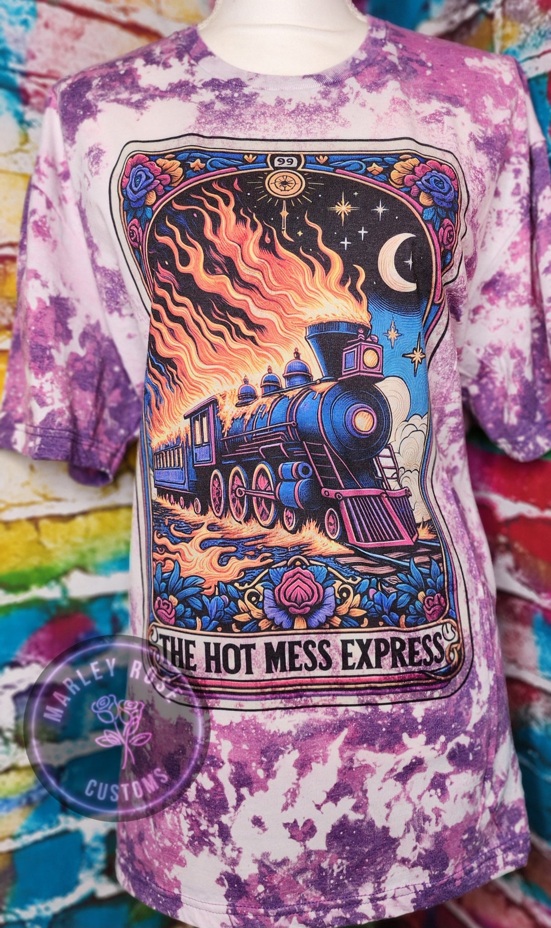 Hot Mess Express Tee, Tarot, Funny, Mom Shirt, Trendy, Bleached Tee ...