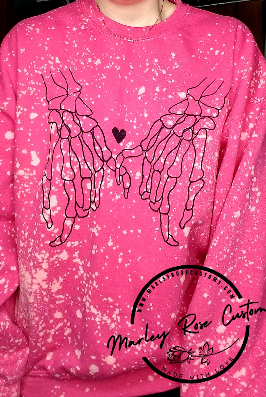 Valentine Bleached Heart Sweatshirt, Valentine Pink Sweater, Bleach ...