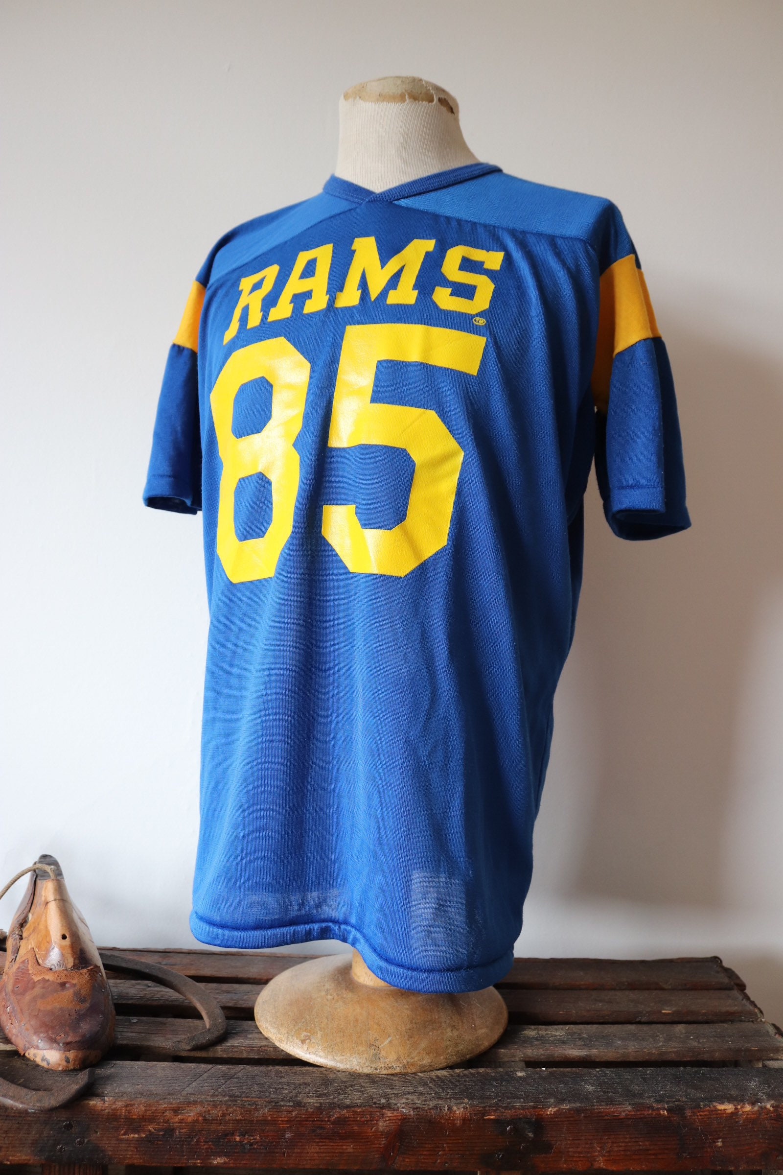 Vintage Rawlings NFL blue yellow durene American football Rams shirt ...