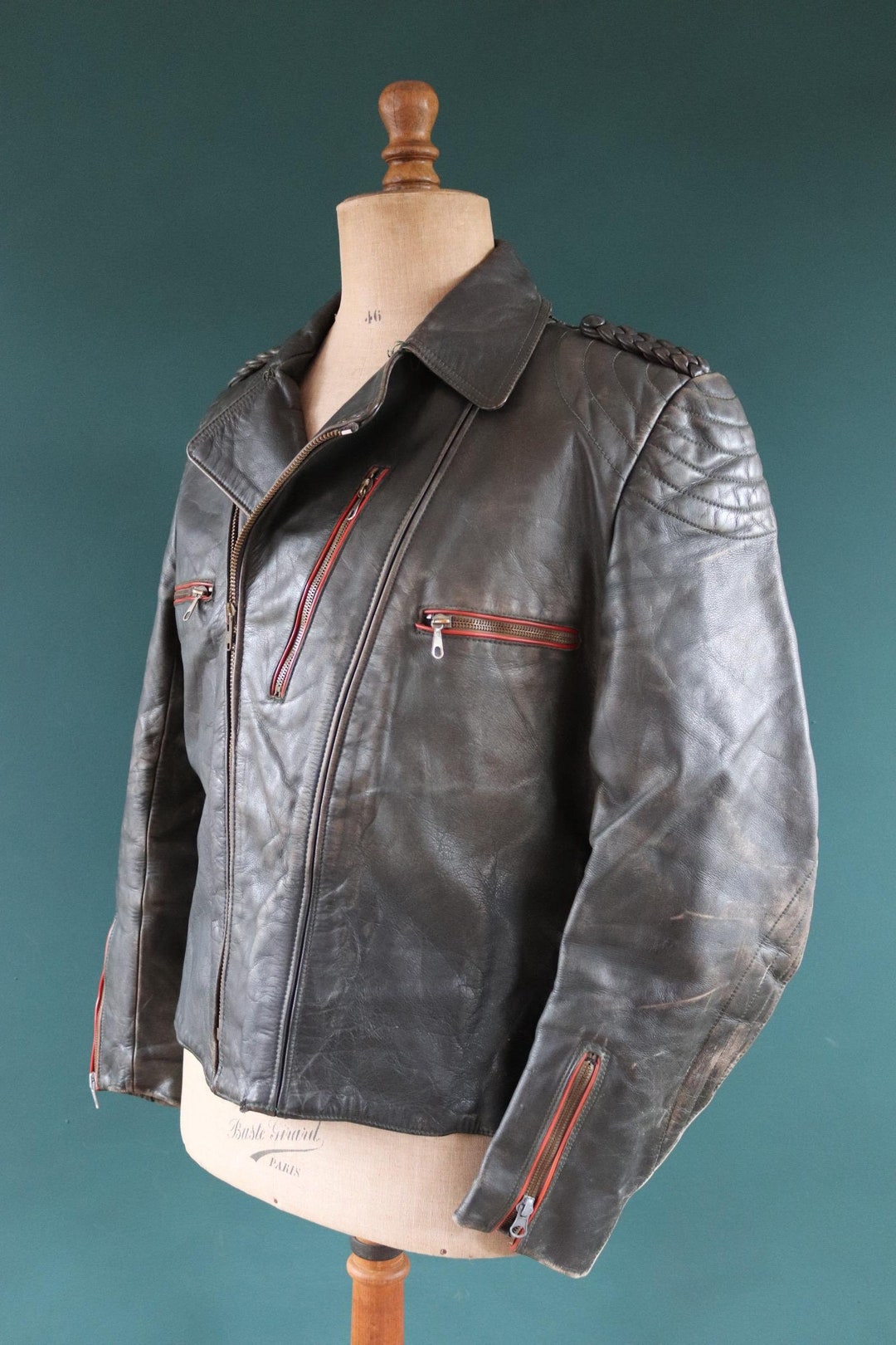 Vintage 1950s 50s 1960s 60s German Dark Green Horsehide Leather Jacket ...