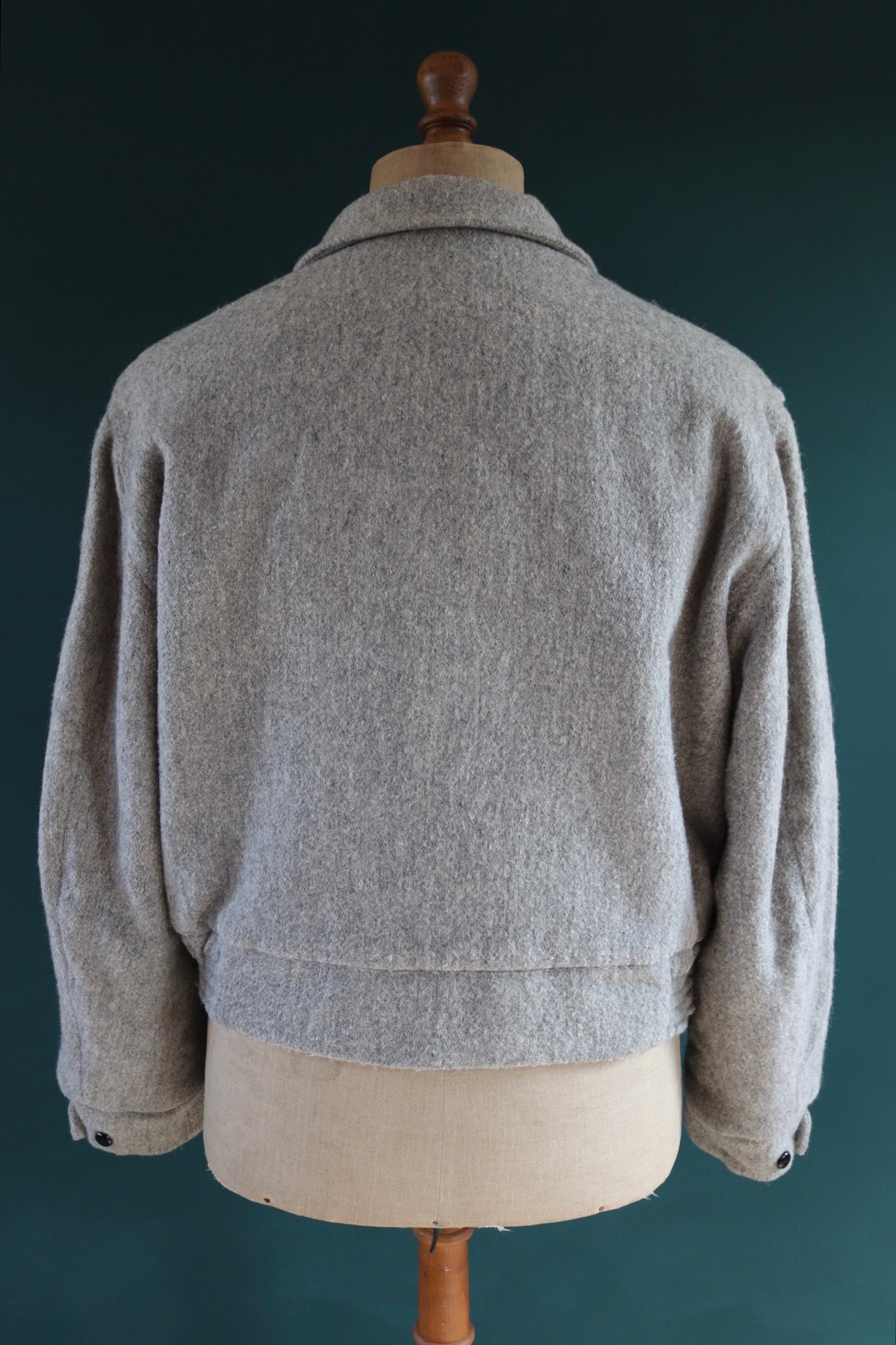 Vintage 1950s 50s 1960s 60s plain grey wool Ricky jacket 50” chest ...