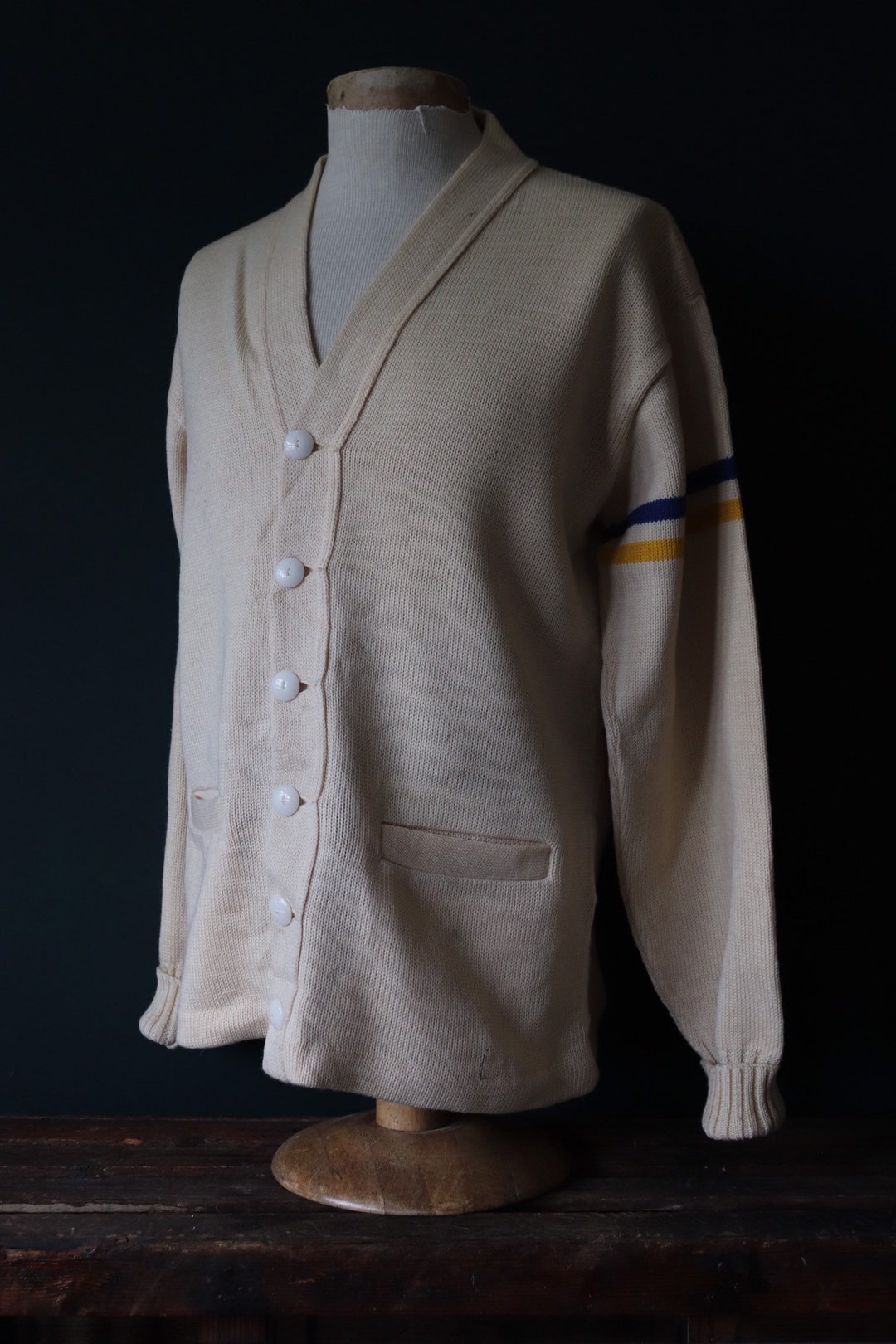 Vintage 1960s Wool Varsity Sweater - American Ivy League - Cream ...