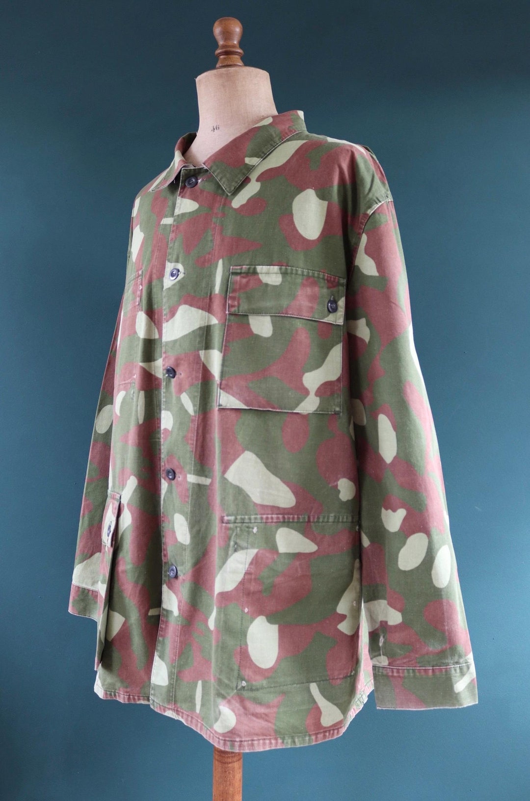 Vintage 1980s 80s Finnish M62 Cotton Camo Camouflage Reversible Anorak ...
