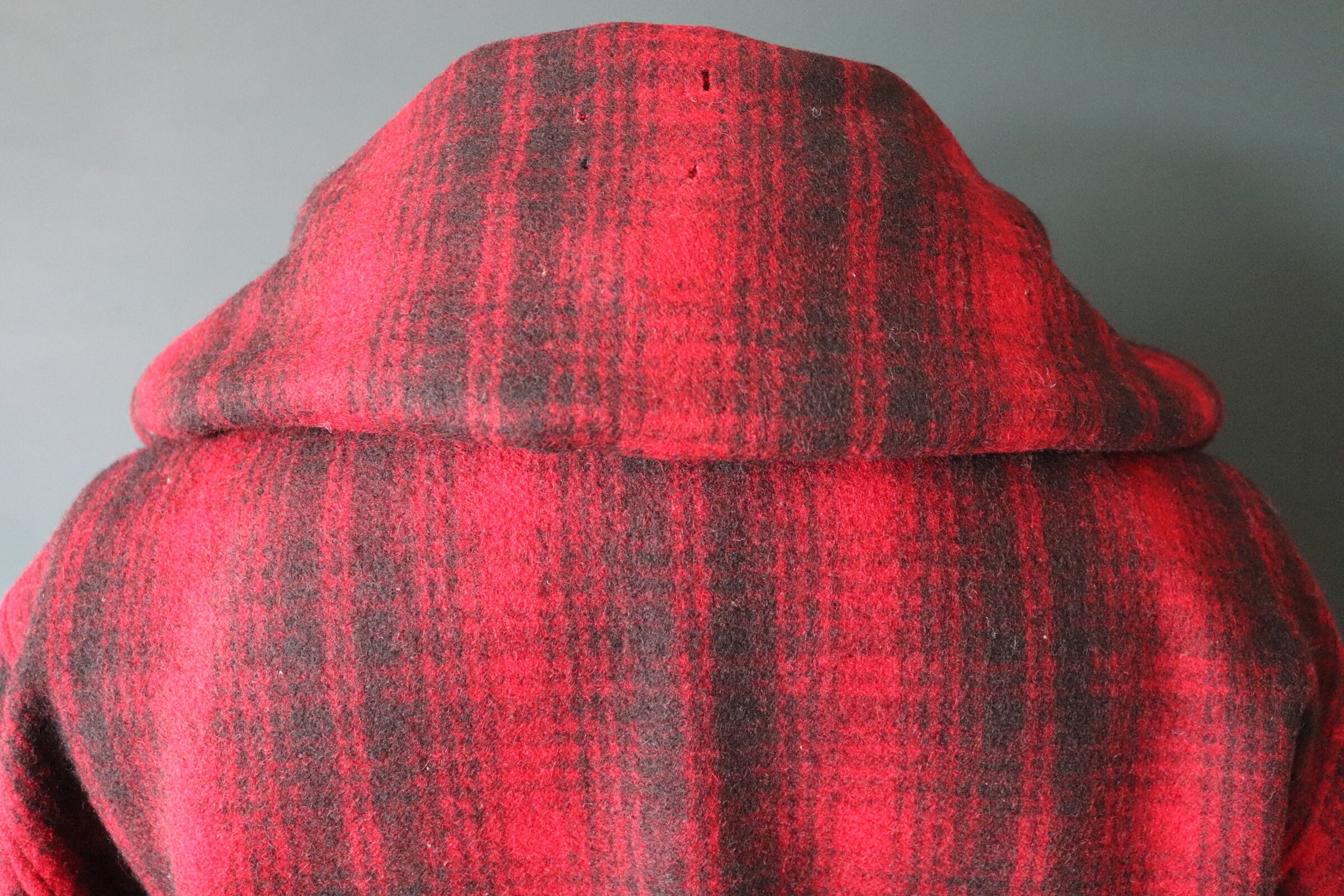 Vintage 1940s 40s red plaid hooded Woolrich buffalo plaid wool hunting ...