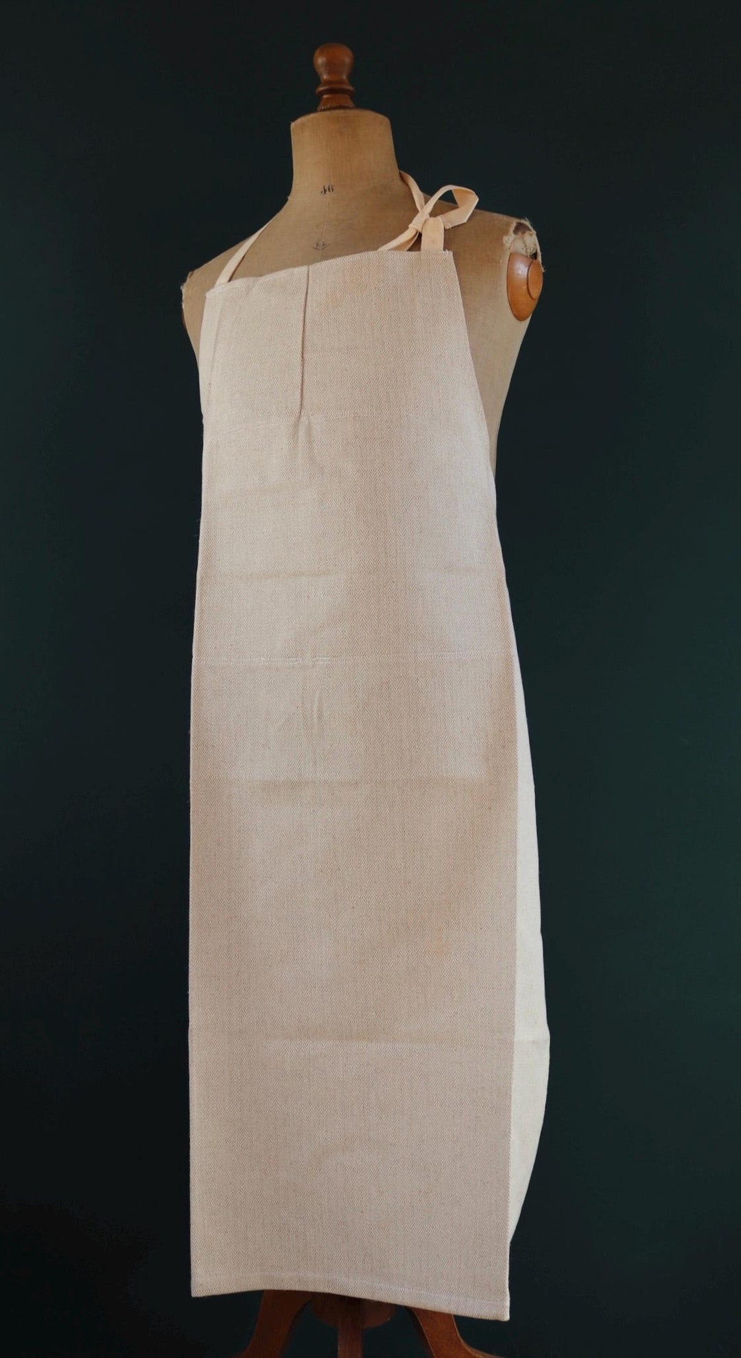 Vintage Deadstock French Bragard Ecru Herringbone Linen Cotton Butchers ...