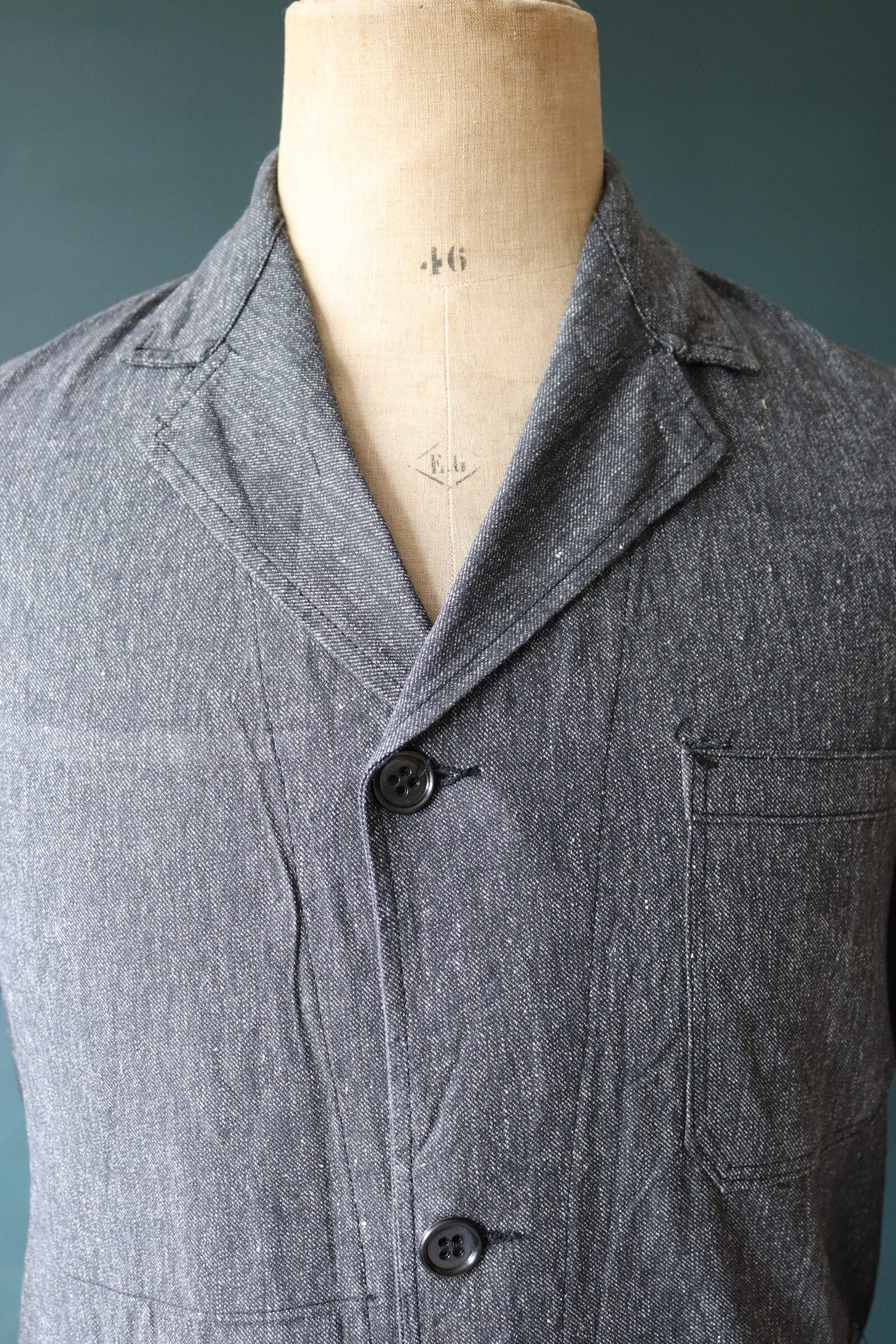 Vintage 1960s 60s deadstock French salt pepper grey belted work coat ...