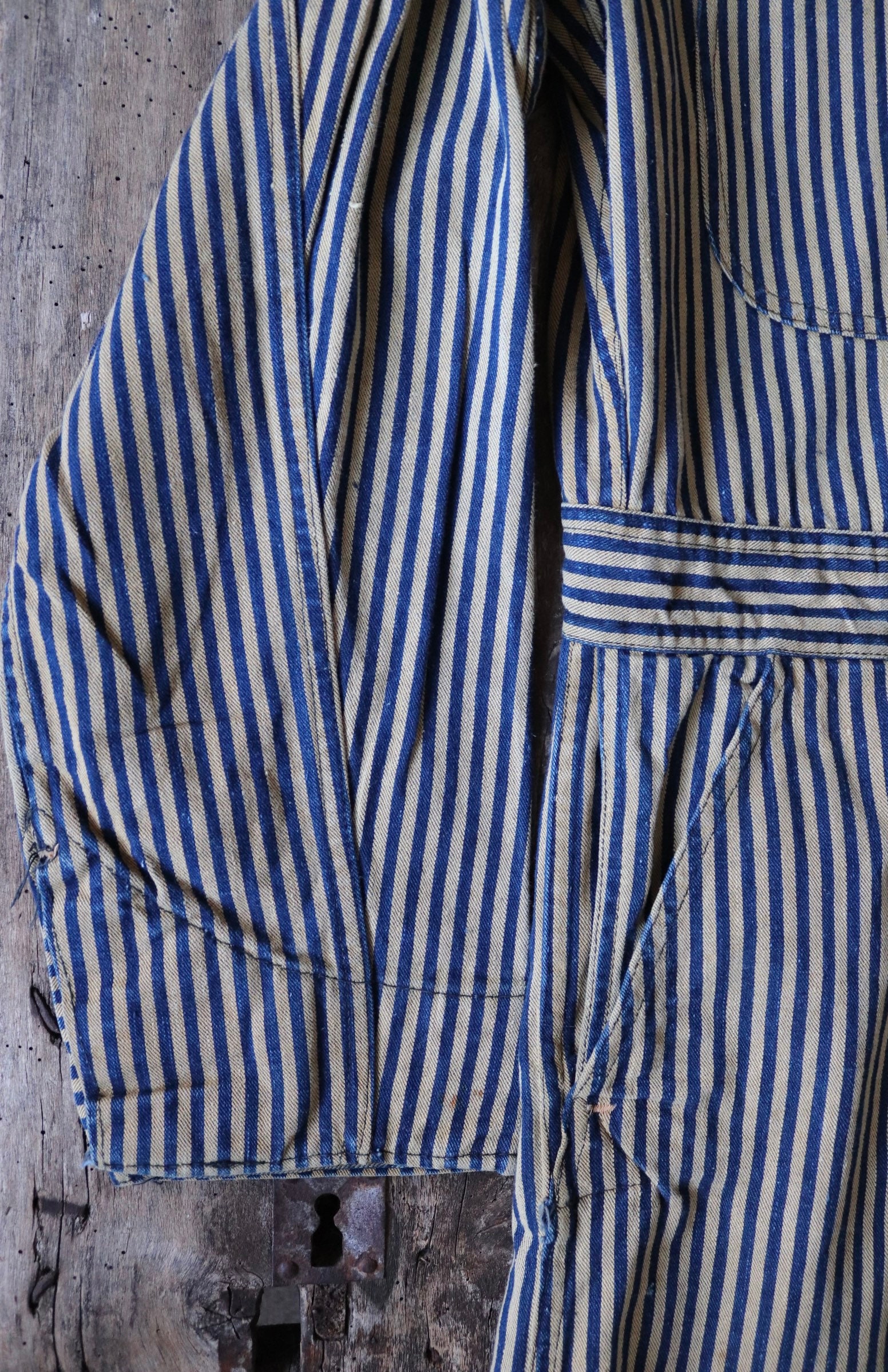 Vintage 1950s 50s blue cream hickory striped denim coveralls overalls ...