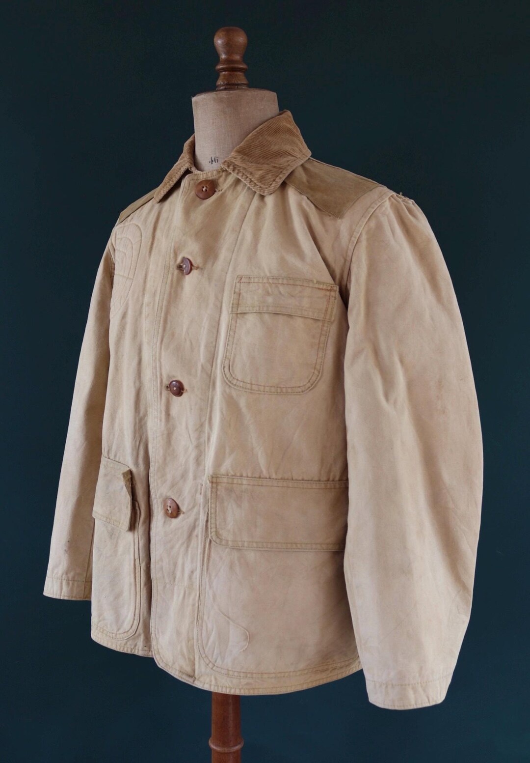 Vintage 1950s 50s American Field Hettrick Tan Brown Duck Cotton Canvas Jacket Hunting Shooting ...