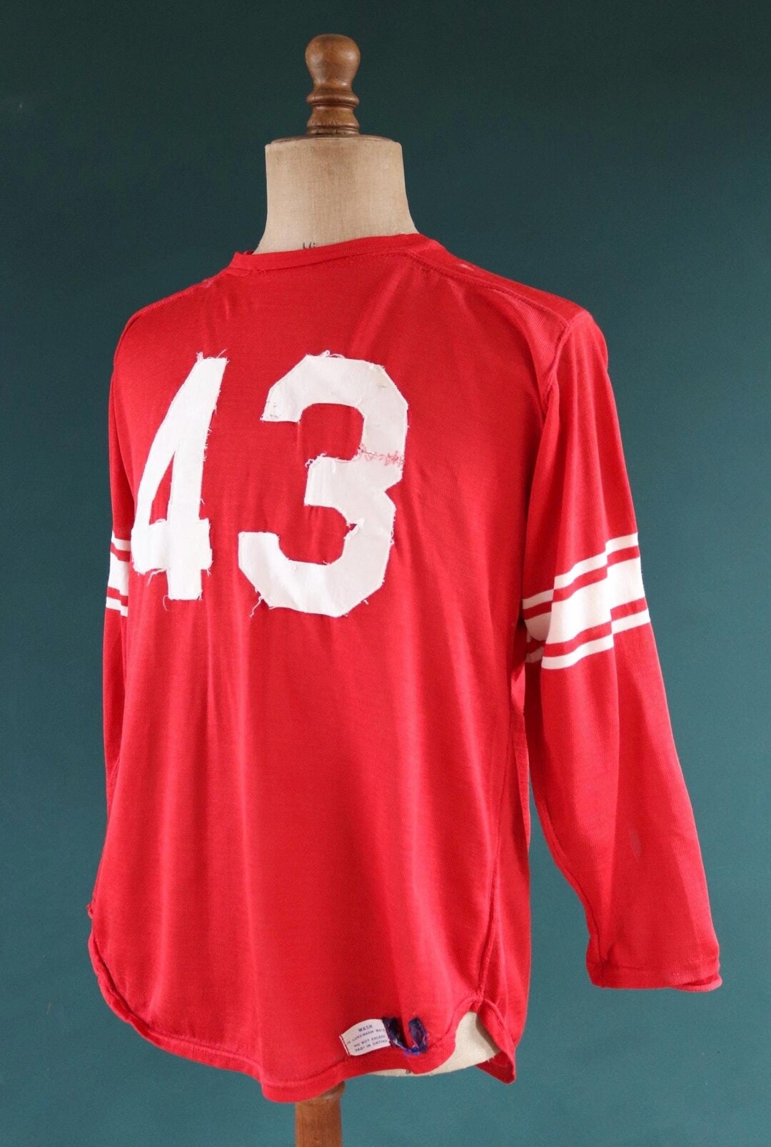 Vintage 1970s 70s 1980s 80s American Football Red Durene Shirt Sports ...
