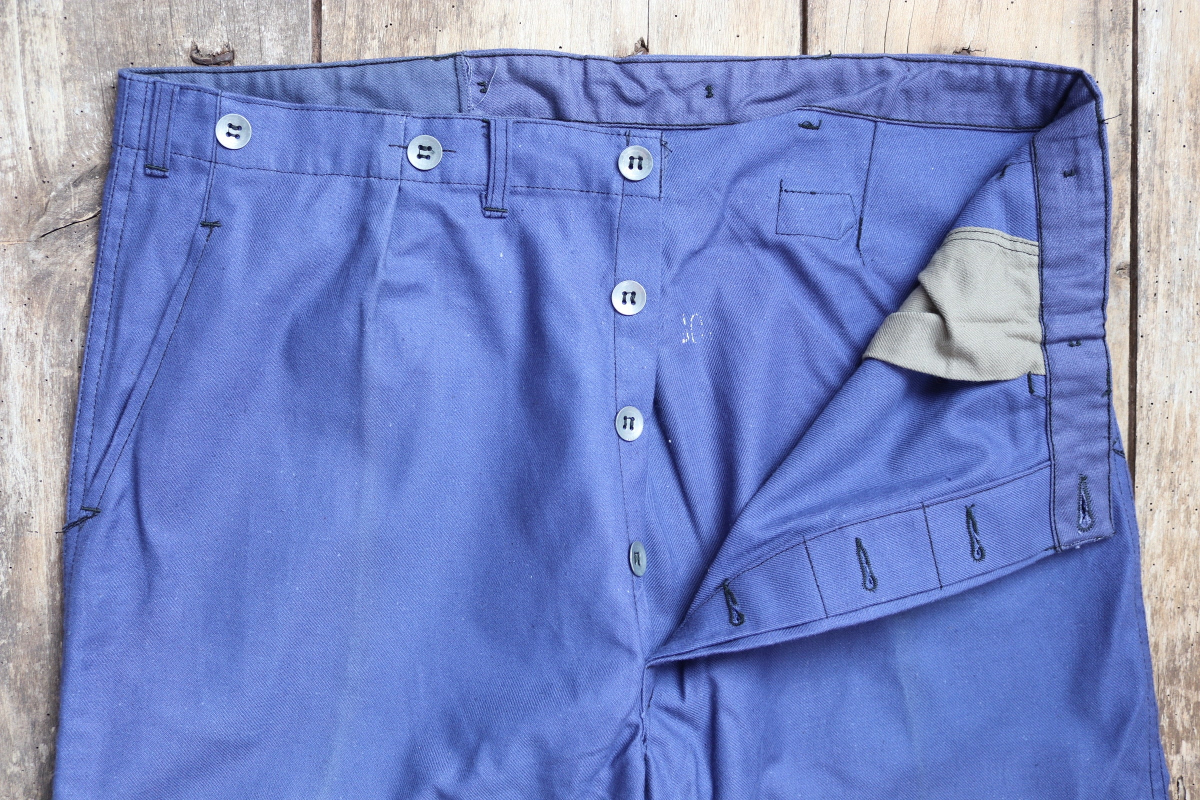 Vintage 1940s 40s WW2 era Swedish military hospital indigo blue cotton ...