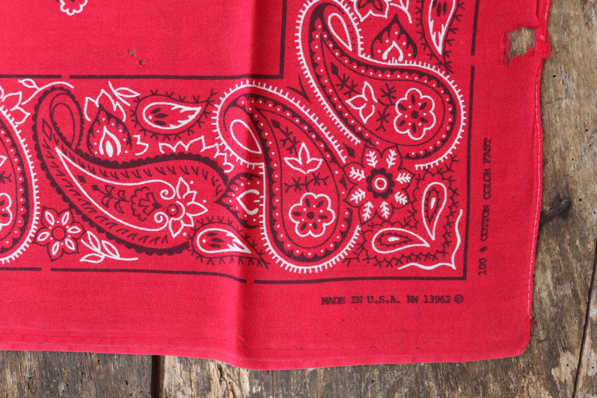 Vintage turkey red cotton bandana western rockabilly pocket square ...