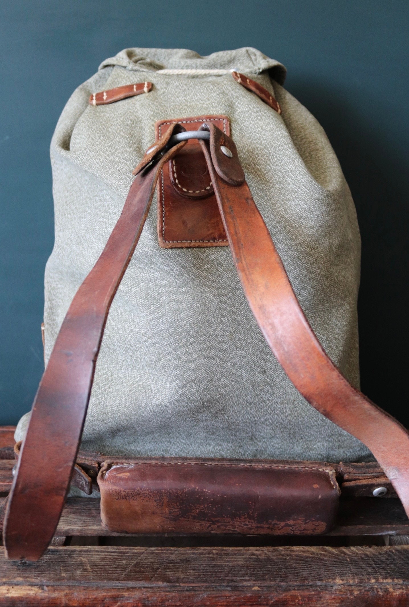 Vintage 1950s 50s Swiss army military salt pepper rucksack backpack ...