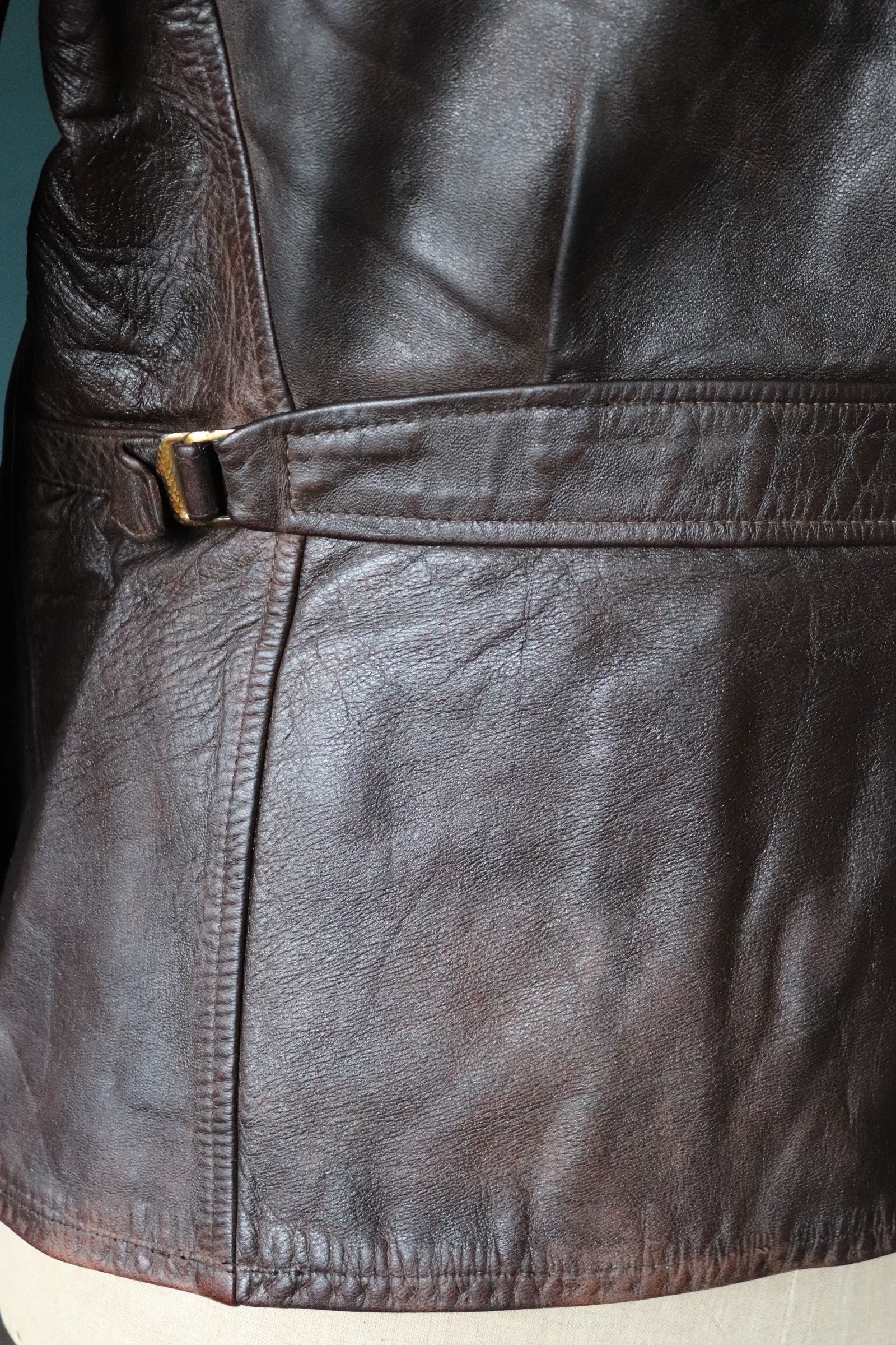 Vintage 1940s 40s 1950s 50s brown leather half belt jacket sports Talon ...