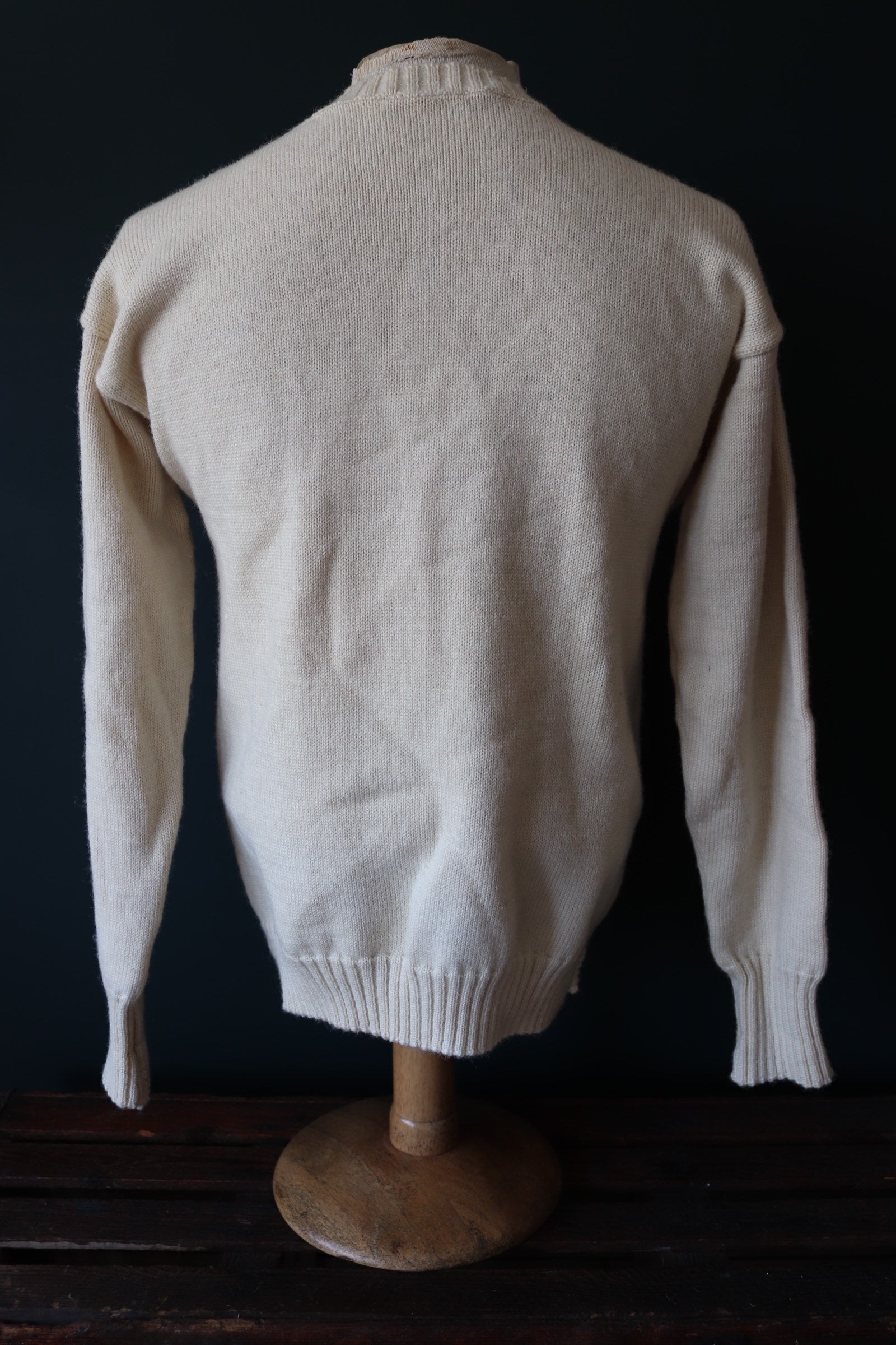 Vintage cream Guernsey gansey fisherman sweater jumper wool Breton 37 ...
