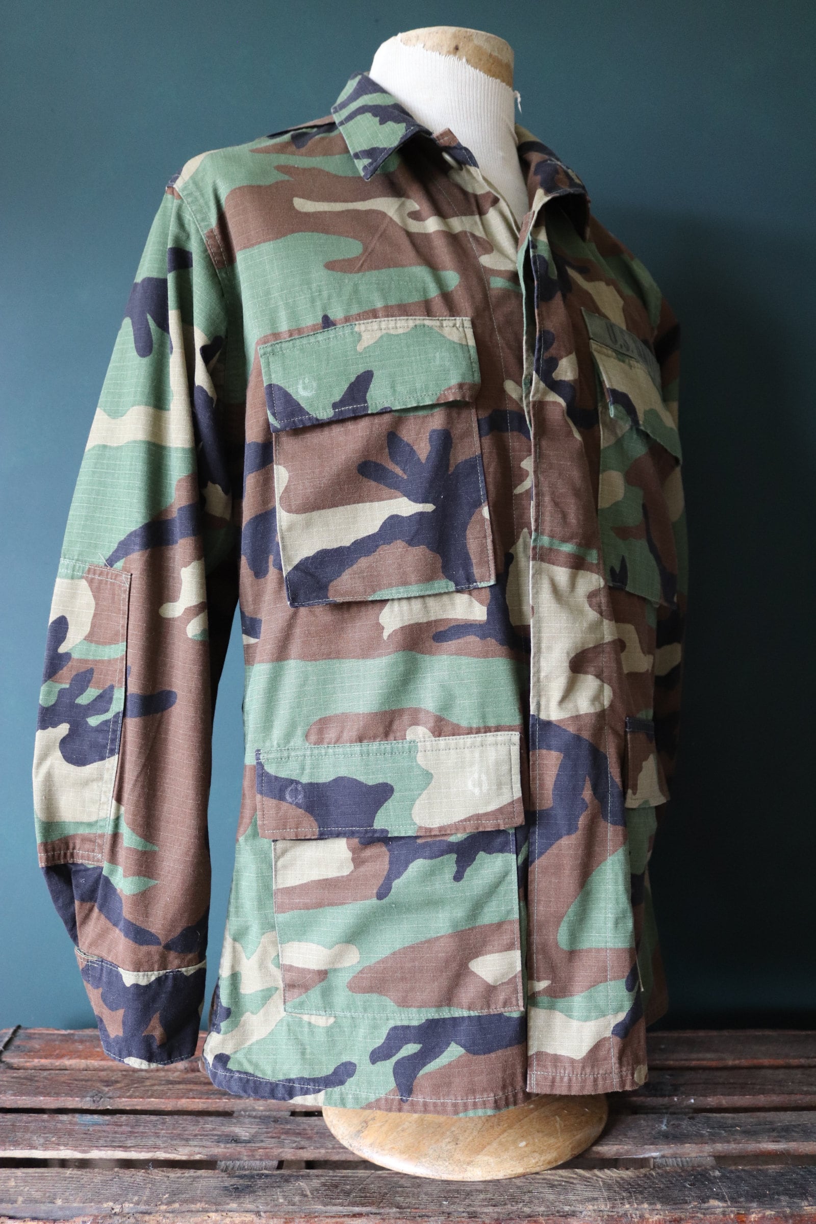 Vintage 1990s 90s US Navy USN camo camouflage woodland field shirt ...