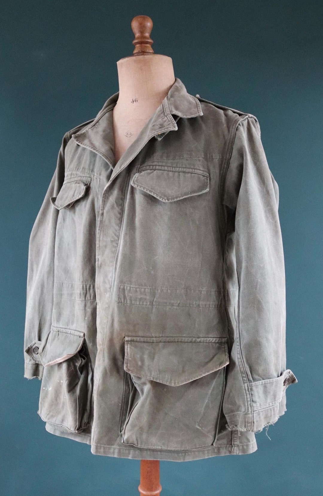 Vintage French Army Jacket 1950s M47 M 47 Field Utility Military 46 ...