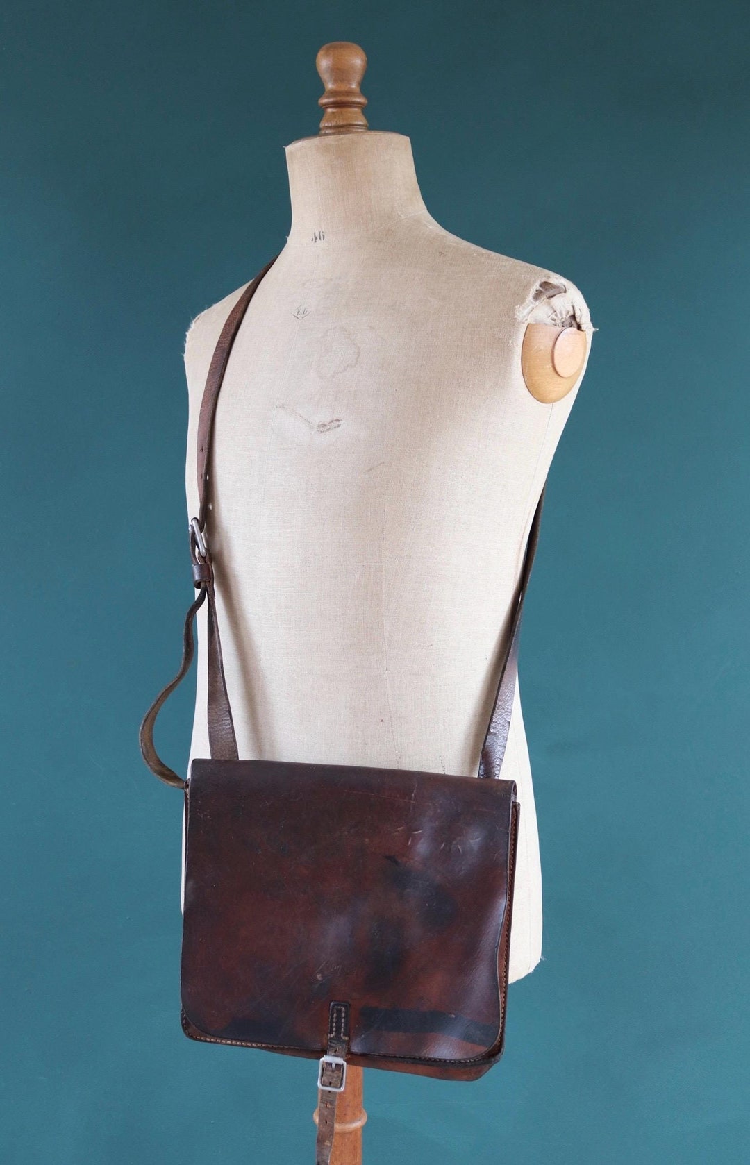 Vintage 1930s 1940s Brown Leather Bag Swedish Army Military Map ...