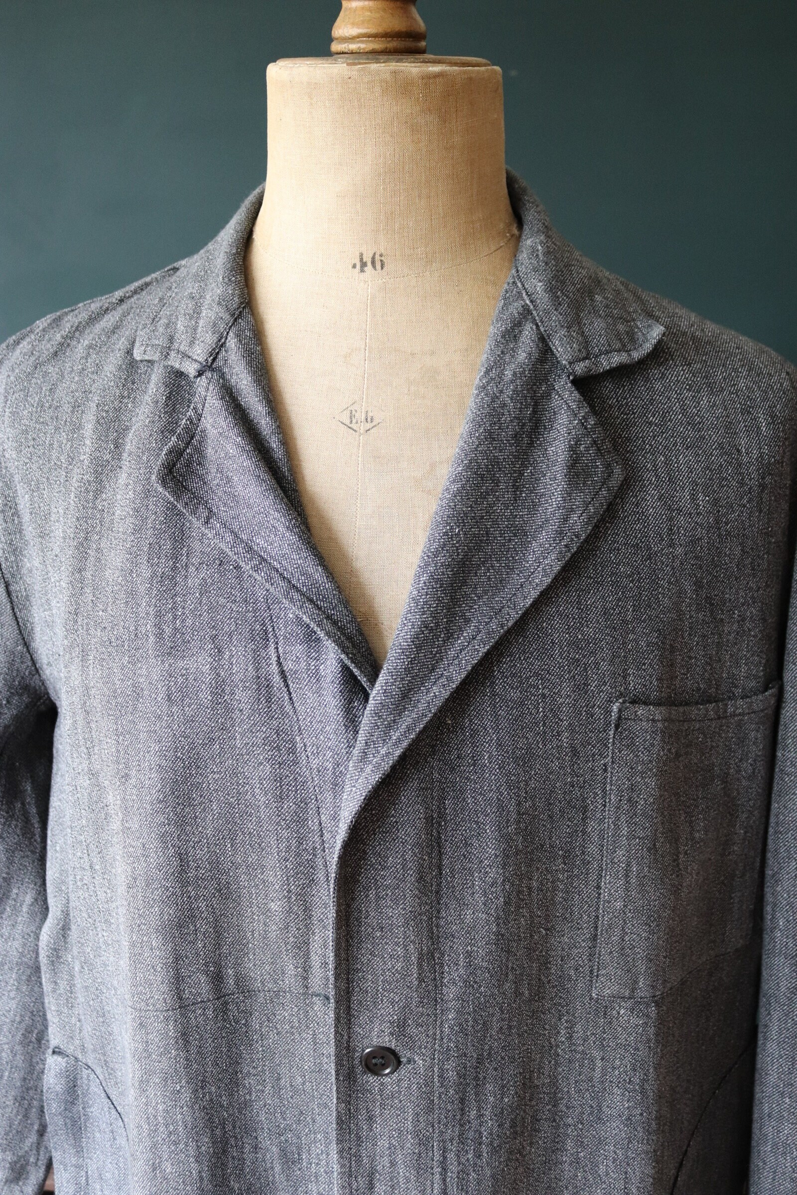 Vintage 1950s 50s 1960s 60s French salt pepper grey work coat jacket ...