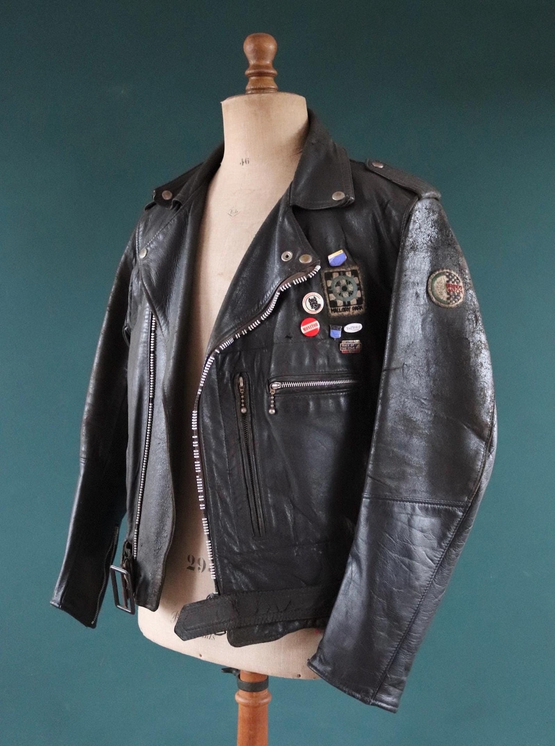 Vintage 1960s 60s Black Leather Aviakit Lewis Leathers Jacket Biker ...