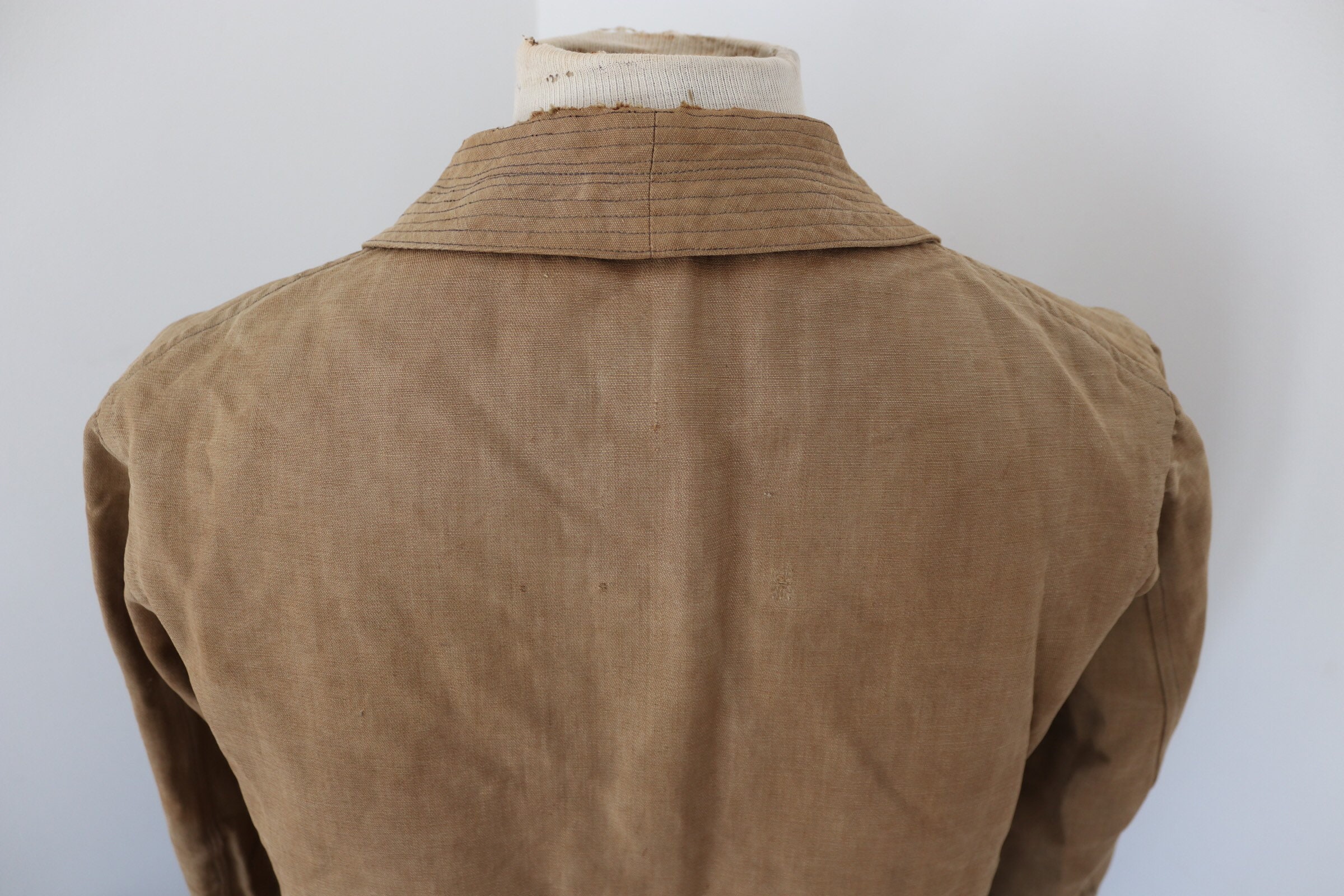 Vintage 1910s 10s 1920s 20s antique french cutaway linen cotton tan ...