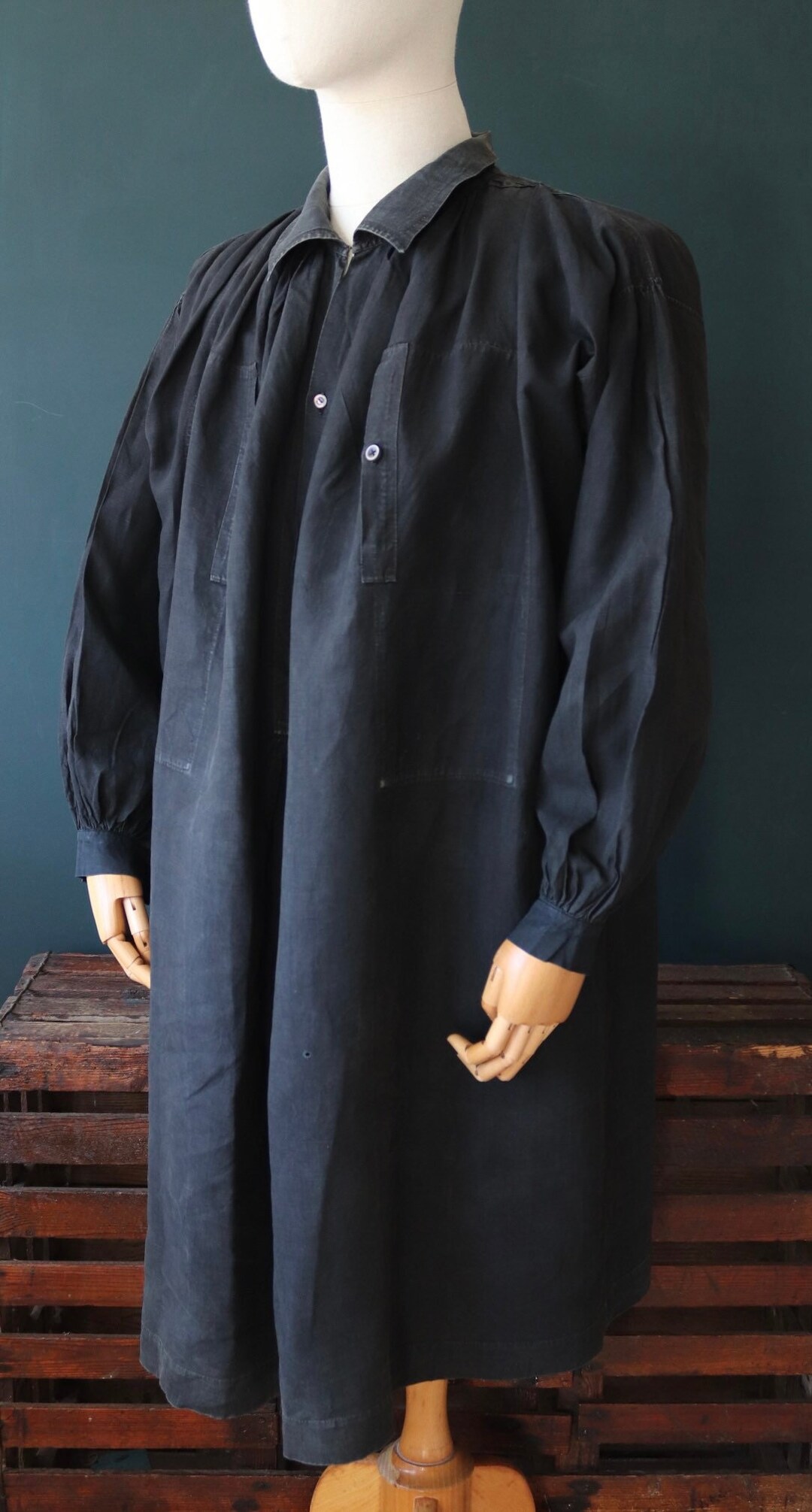 Vintage Antique 1800s 1900s French Indigo Black Cotton Biaude - Etsy