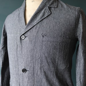 Vintage 1960s 60s Deadstock French Salt Pepper Grey Belted Work Coat ...