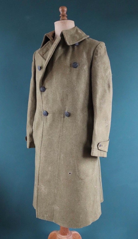 Vintage antique 1910s WW1 wool trench coat M1917 M 19… - Gem