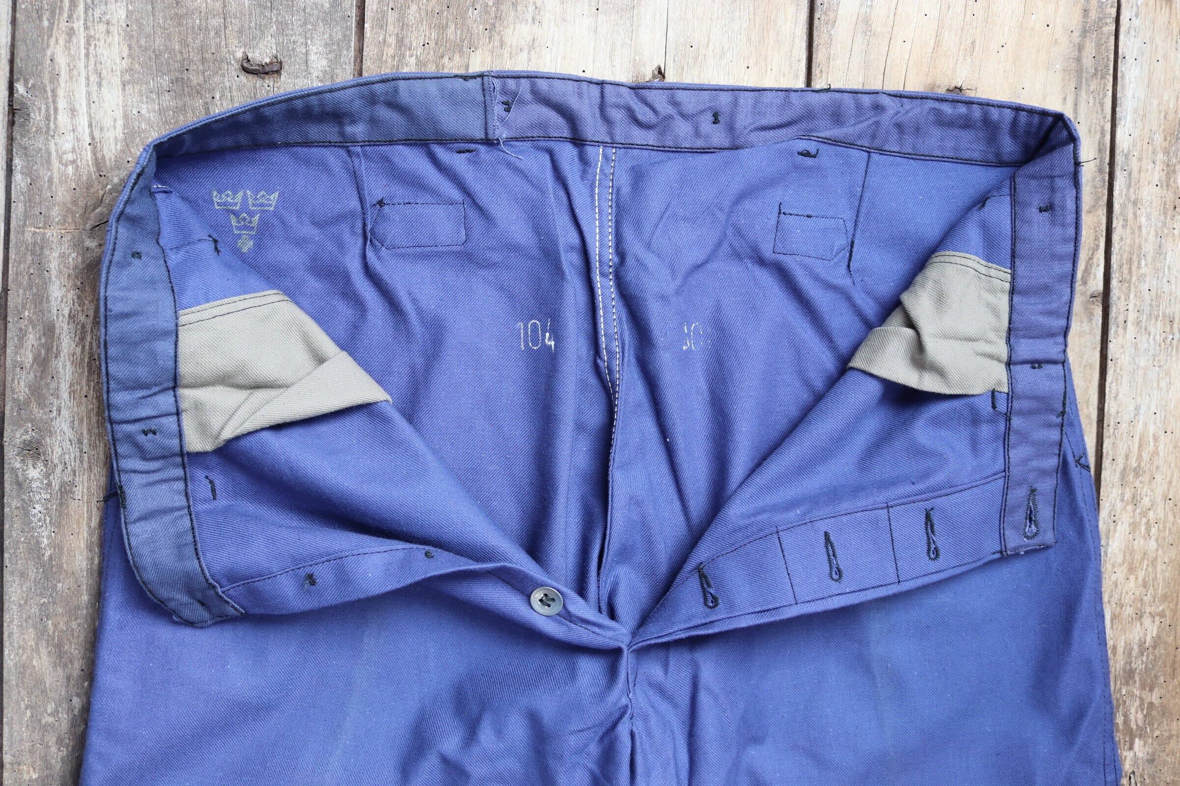 Vintage 1940s 40s WW2 era Swedish military hospital indigo blue cotton ...