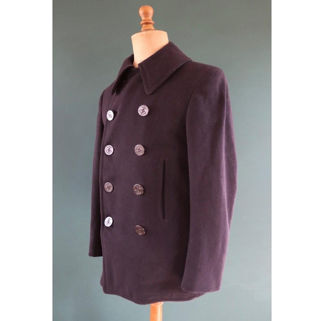 Vintage 1940s US Navy Wool Pea Coat - WW2 Reefer Jacket - 39" Chest - Etsy