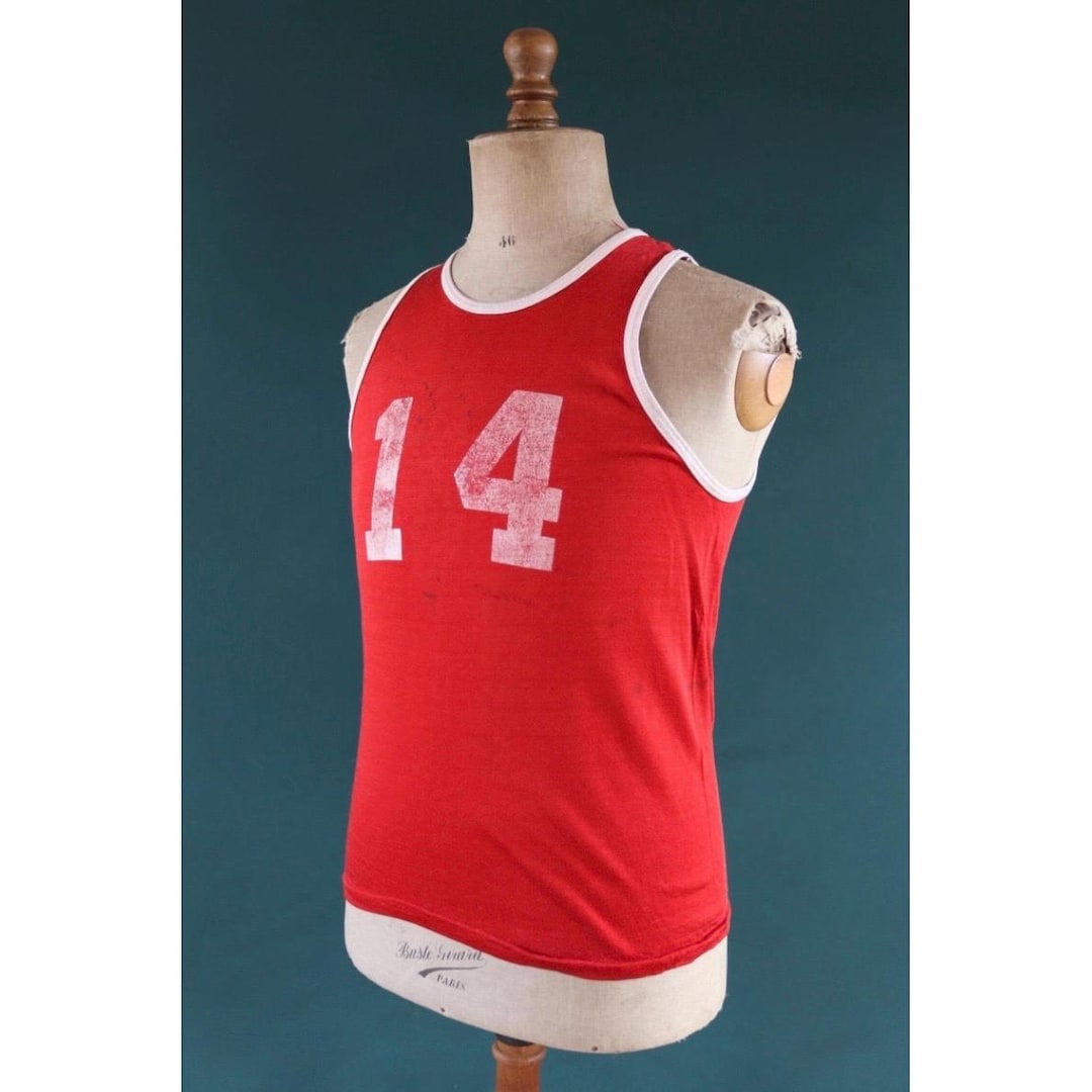 Vintage 1960s Durene Sportswear Vest - Red Basketball Shirt - Singlet ...