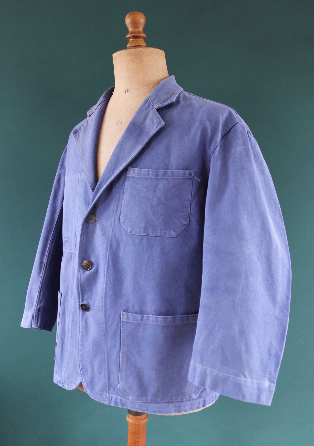 Vintage 1950s 50s 1960s 60s French Blue Work Jacket Workwear Chore Sun ...